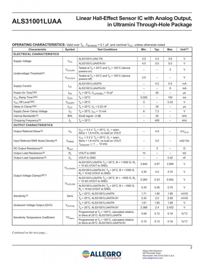 ALS31001LUAATN datasheet page 3