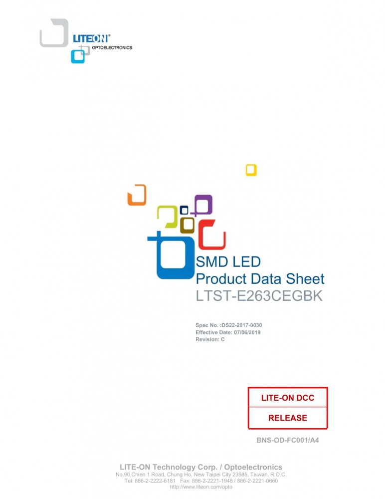 LTST-E263CEGBK datasheet page 1