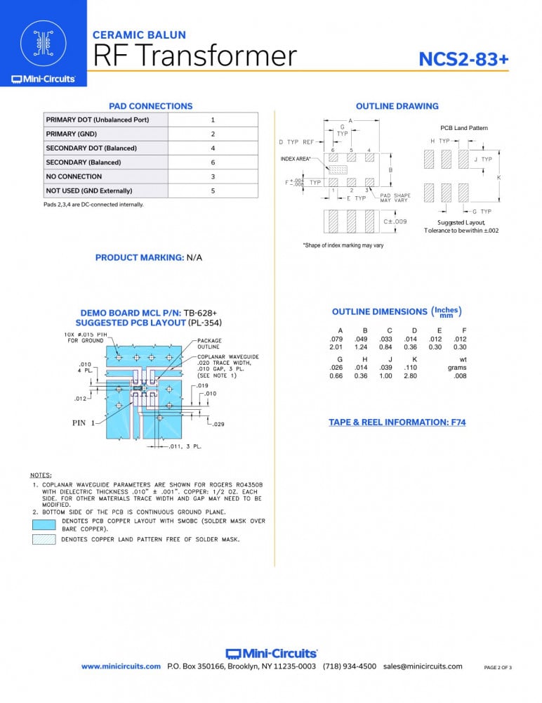 NCS2-83+ specification page 2