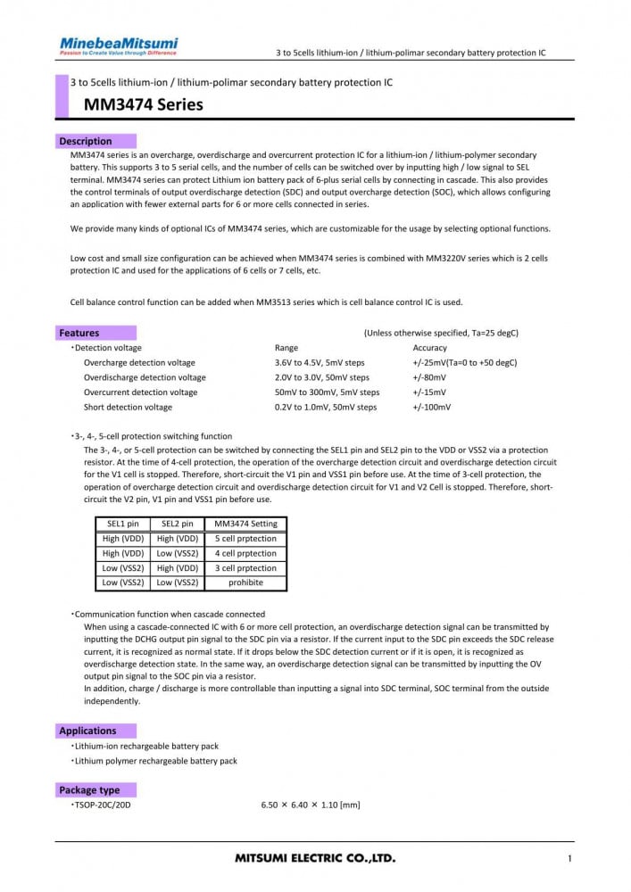 MM3474 technical document page 1