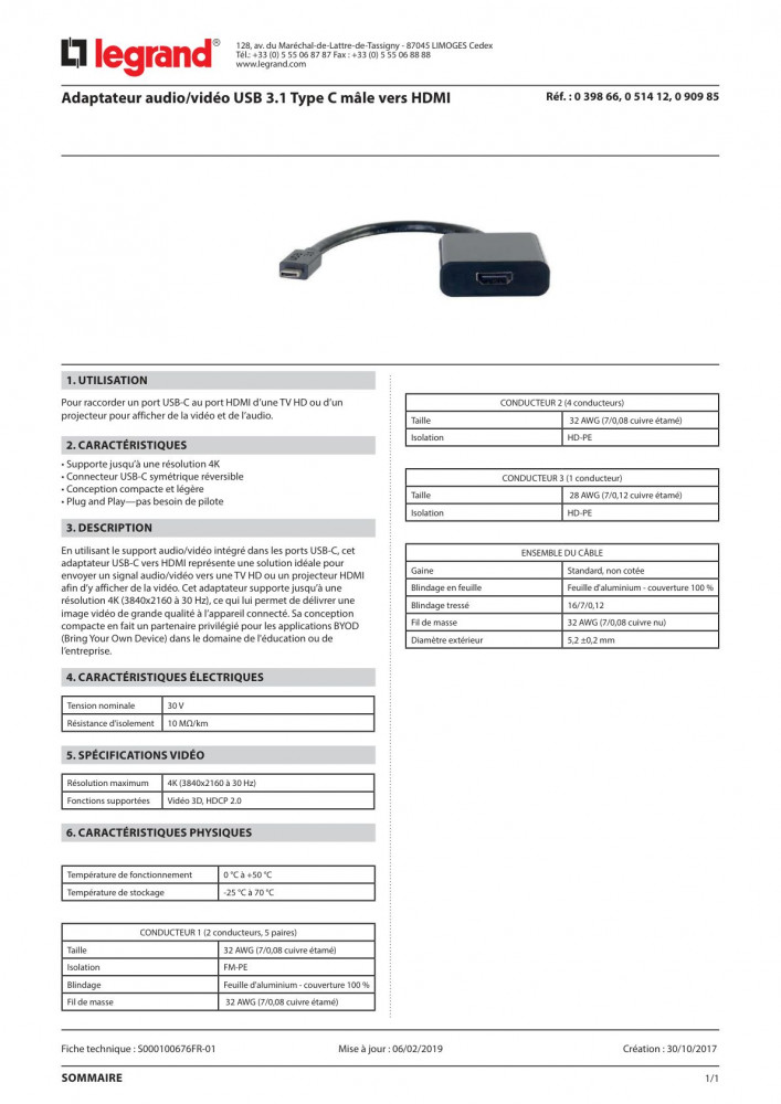 Legrand 039866 product documentation page