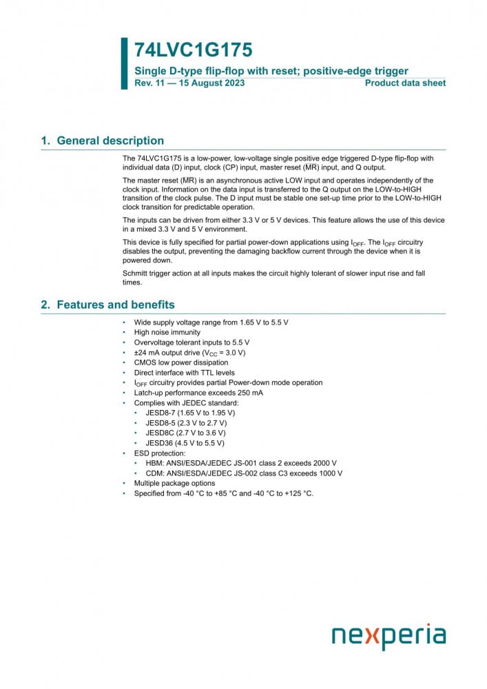 74LVC1G175 datasheet page 1