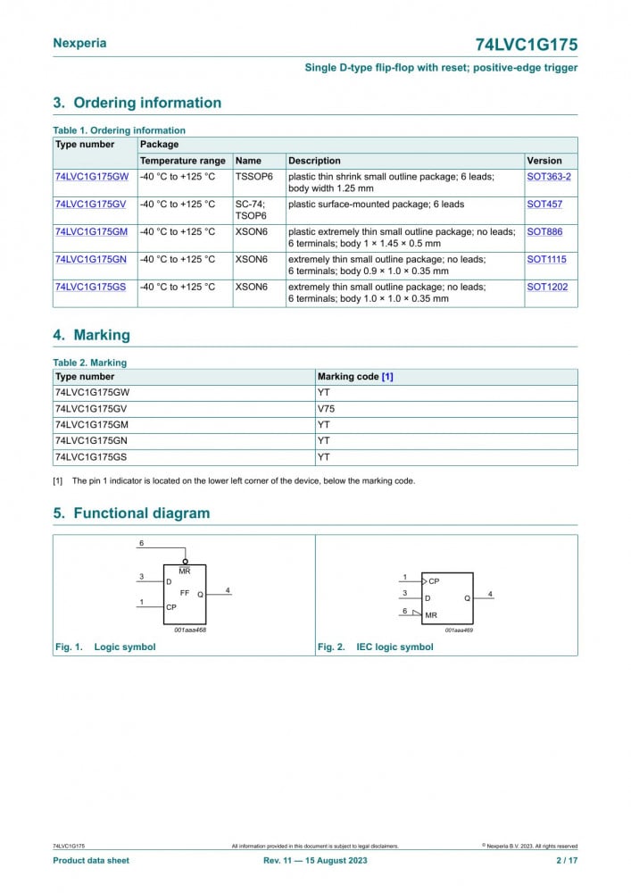 74LVC1G175 datasheet page 2
