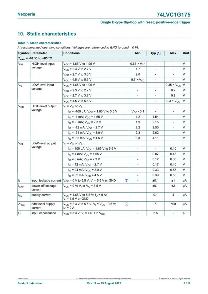 74LVC1G175 datasheet page 5