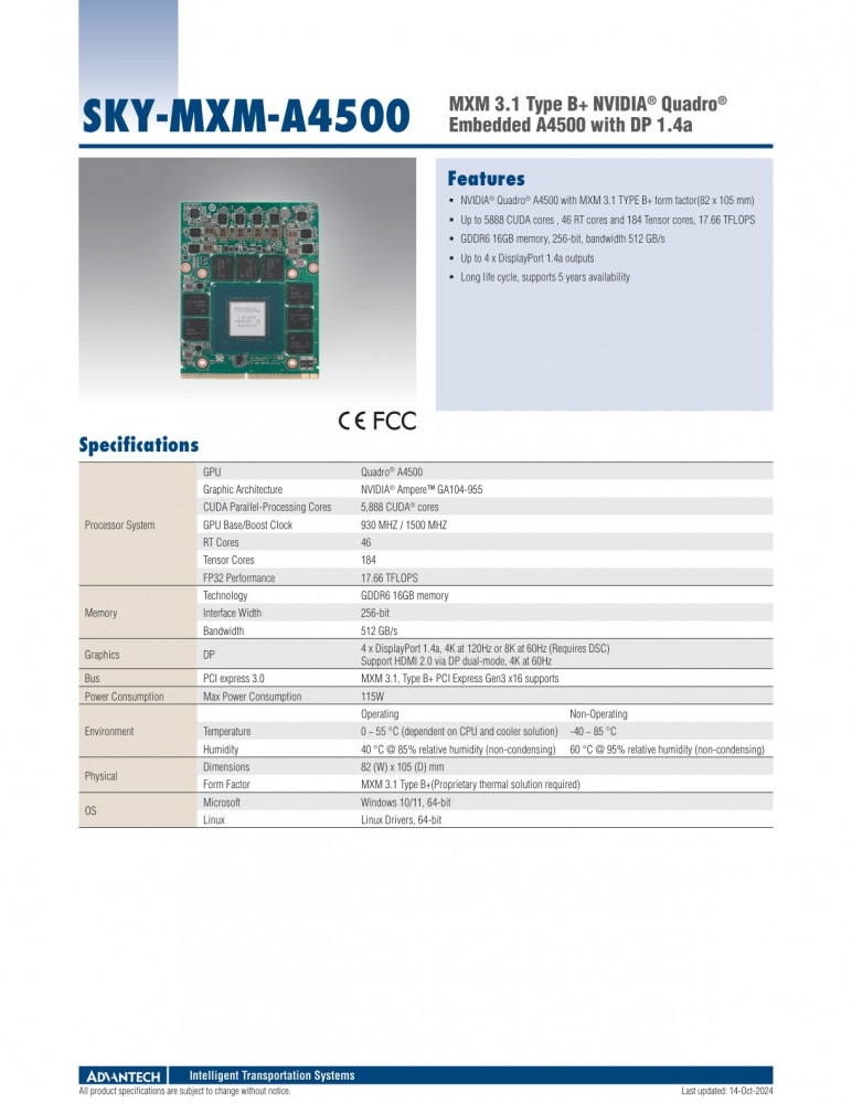 SKY-MXM-A4500 technical document page 1