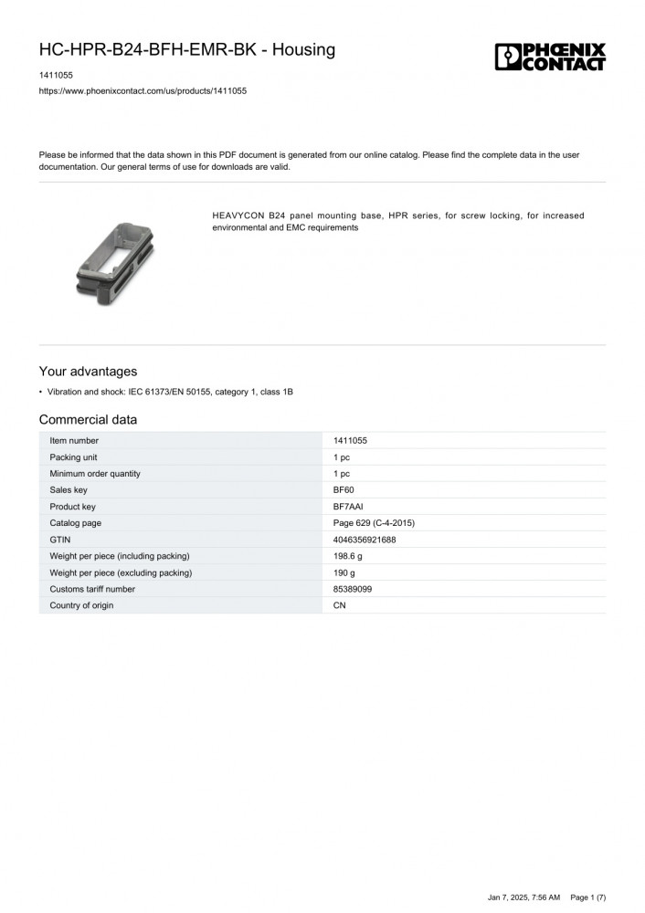 Phoenix Contact 1411055 technical document page 1