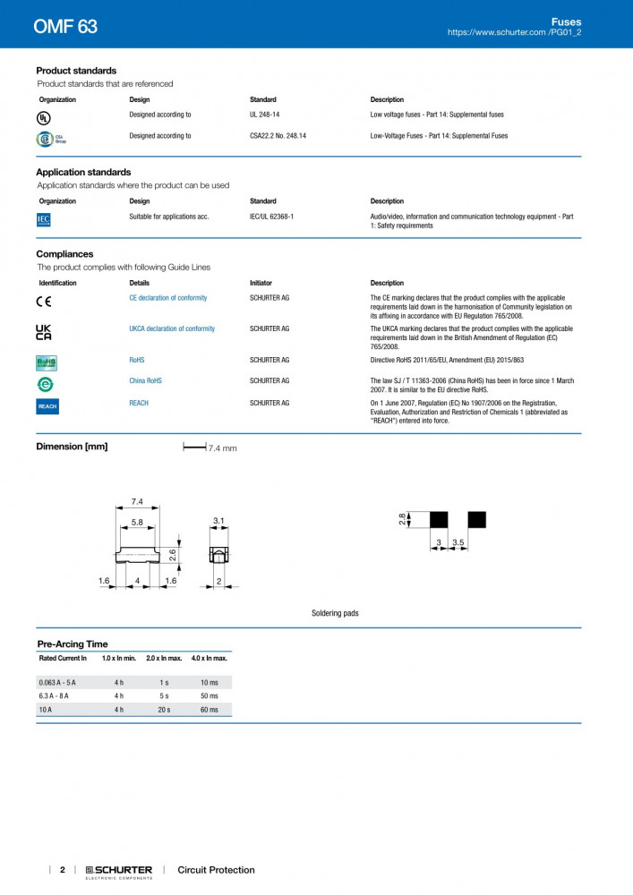SCHURTER OMF 63 technical document page 2