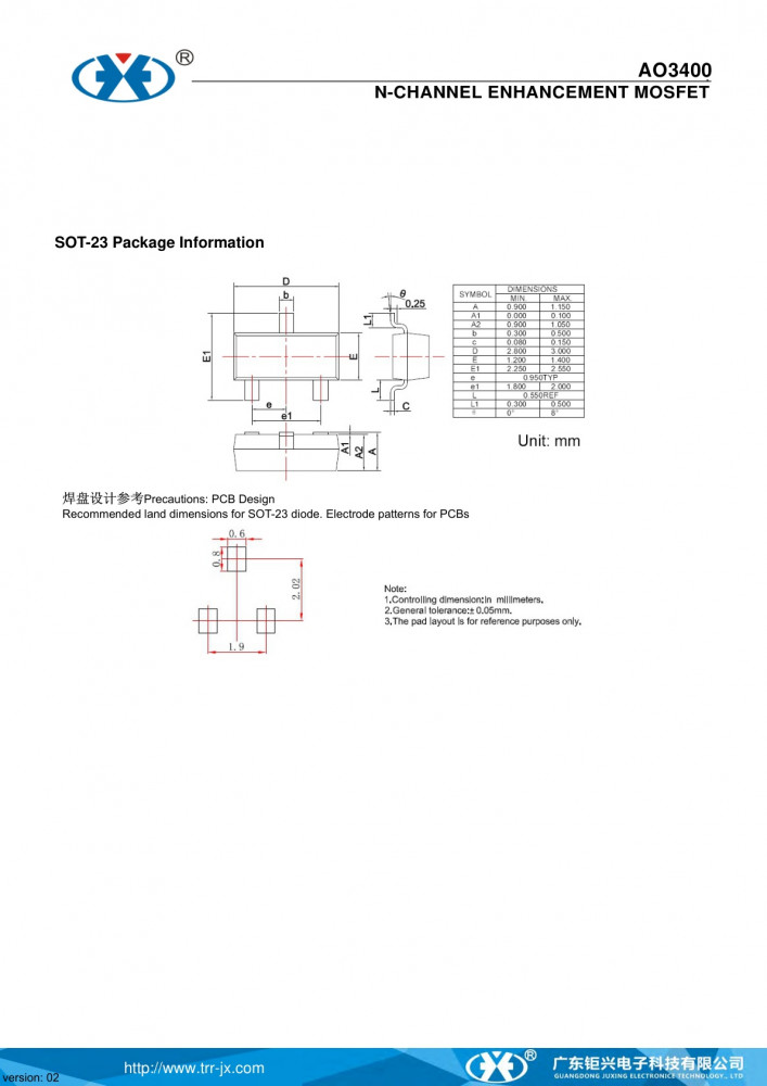 JUXING AO3400 datasheet page 3