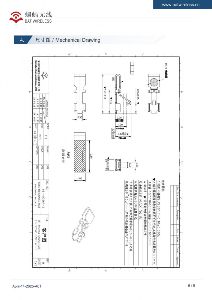 BW0036AG-L3.5W1.0H1.4 datasheet page 6
