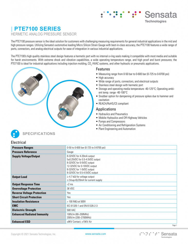 PTE7100 technical document page 1