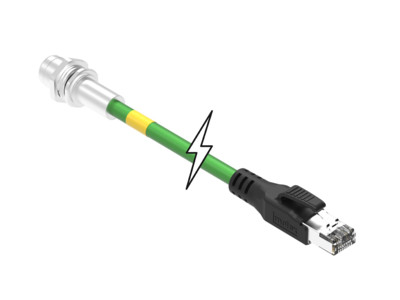 Micro-Change (M12) Double-Ended Cordset, 4 Poles, D-Coded, Male (90°) to Male (90°), 24 AWG, Teal TPU Cable, 3.0m (9.84') Length