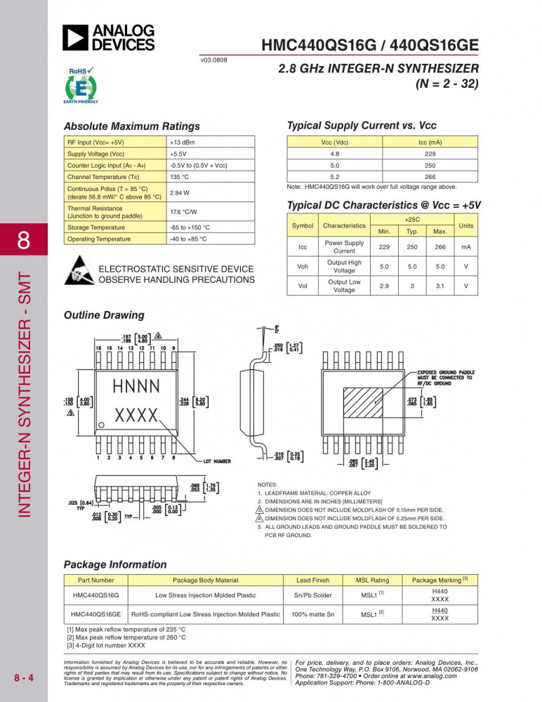 HMC440QS16GE datasheet page 3