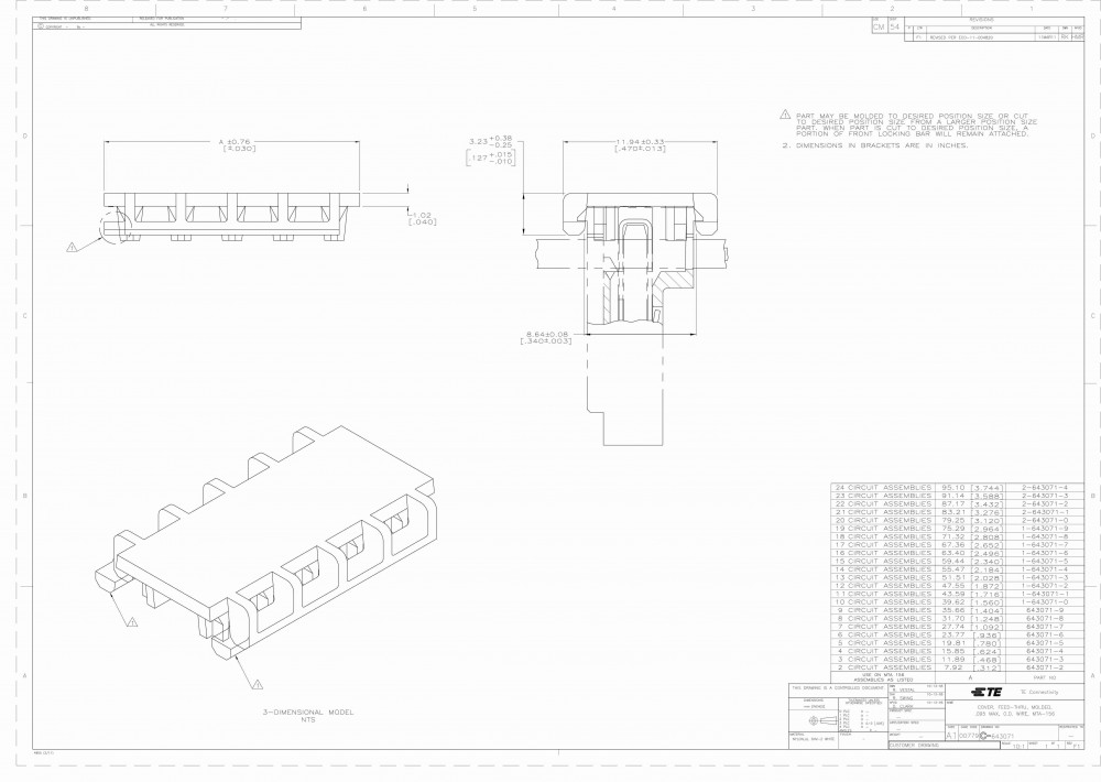 TE Connectivity 643071-7 customer drawing