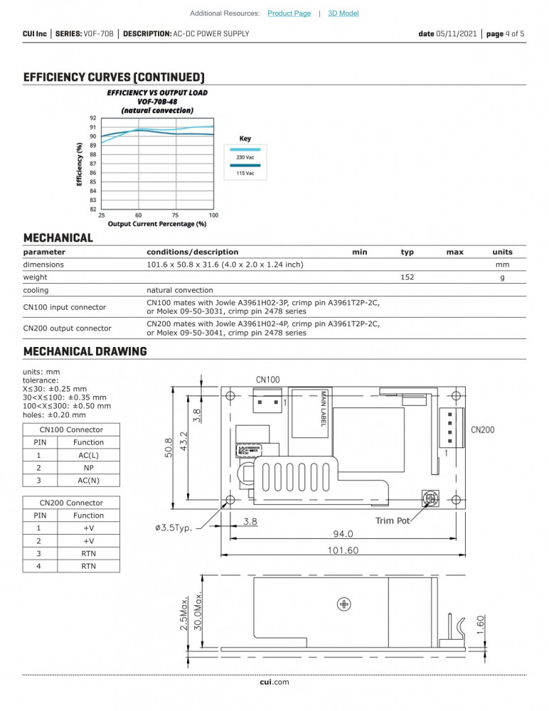 VOF-70B-12 datasheet page 4