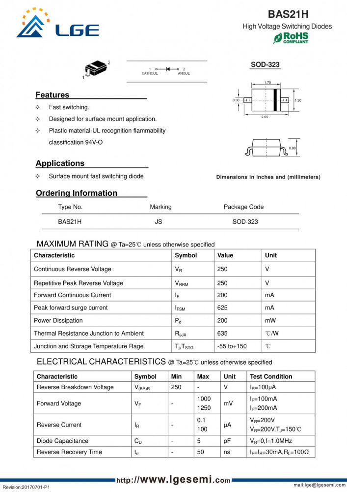 LGE BAS21H datasheet page 1