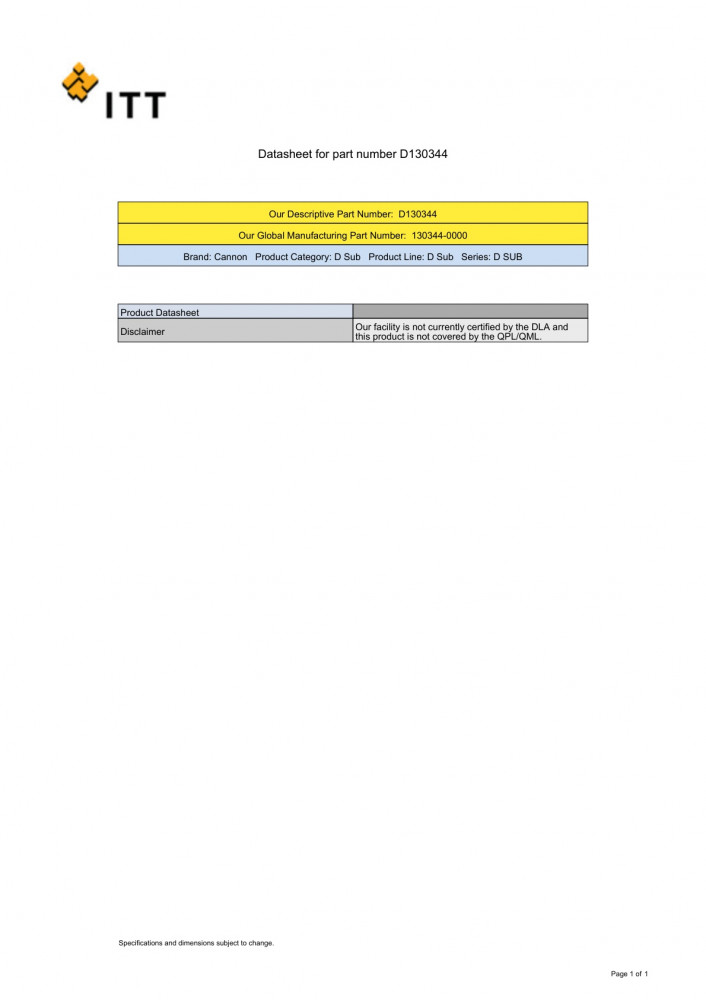 D130344 product datasheet preview