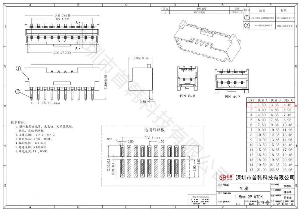 SHOU HAN 1.5-2P WTDK specification page 1