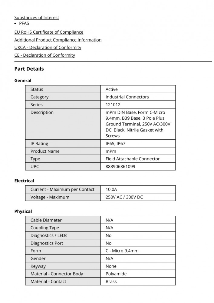 MOLEX DIN Valve Series B39 packaging specification page image 2