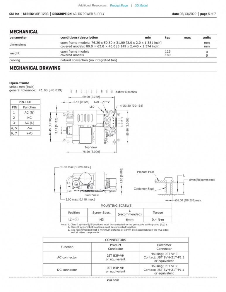 VOF-120C series datasheet page 5