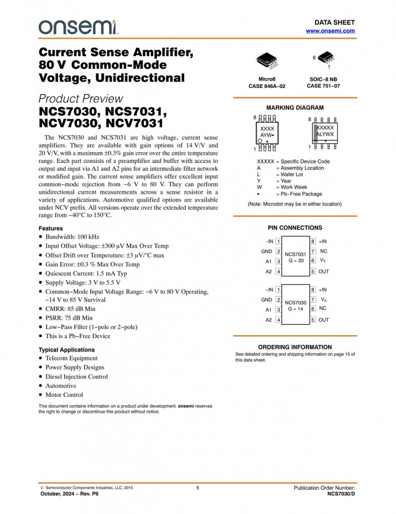 NCS7031 technical document page 1