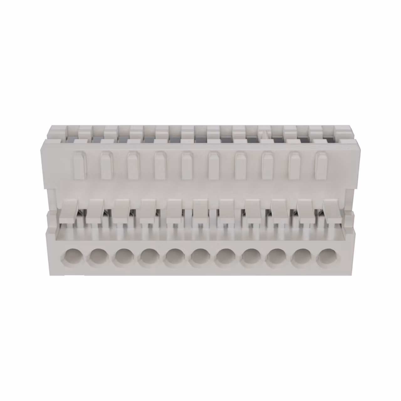 Appli-Mate RAST 2.5 IDT Housing, 2.50mm Pitch, Female, 11 Circuits, Beaded Terminal, Position Keys A & I Removed, Open Endwalls, Polarizing Rib Between Circuits 8 & 9 for sale