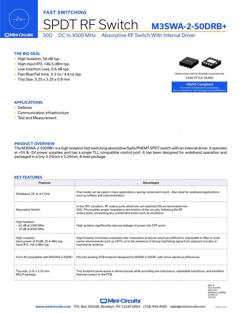 M3SWA-2-50DRB+ datasheet page 1