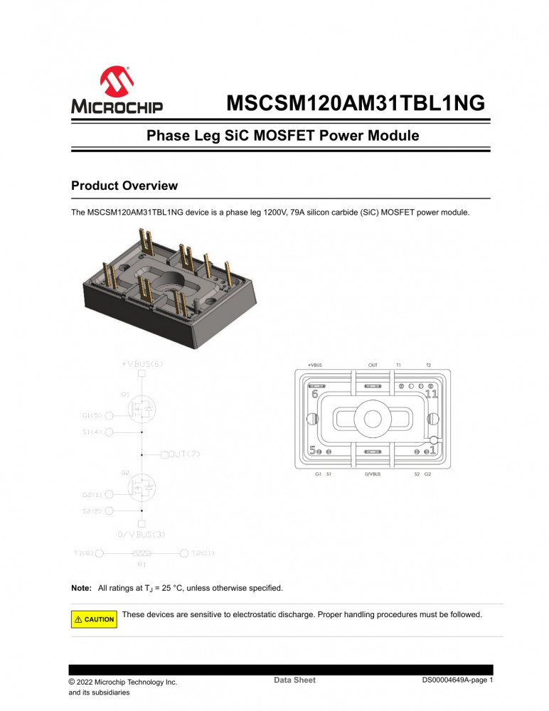 MSCSM120AM31TBL1NG datasheet page 1