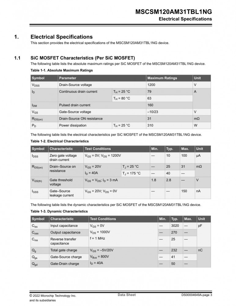 MSCSM120AM31TBL1NG datasheet page 3