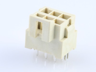 Ultra-Fit Vertical Header, 3.50mm Pitch, Dual Row, 4 Circuits, with Kinked Pins, 0.76µm Gold (Au) Plating, Natural, Glow-Wire Capable, Tray