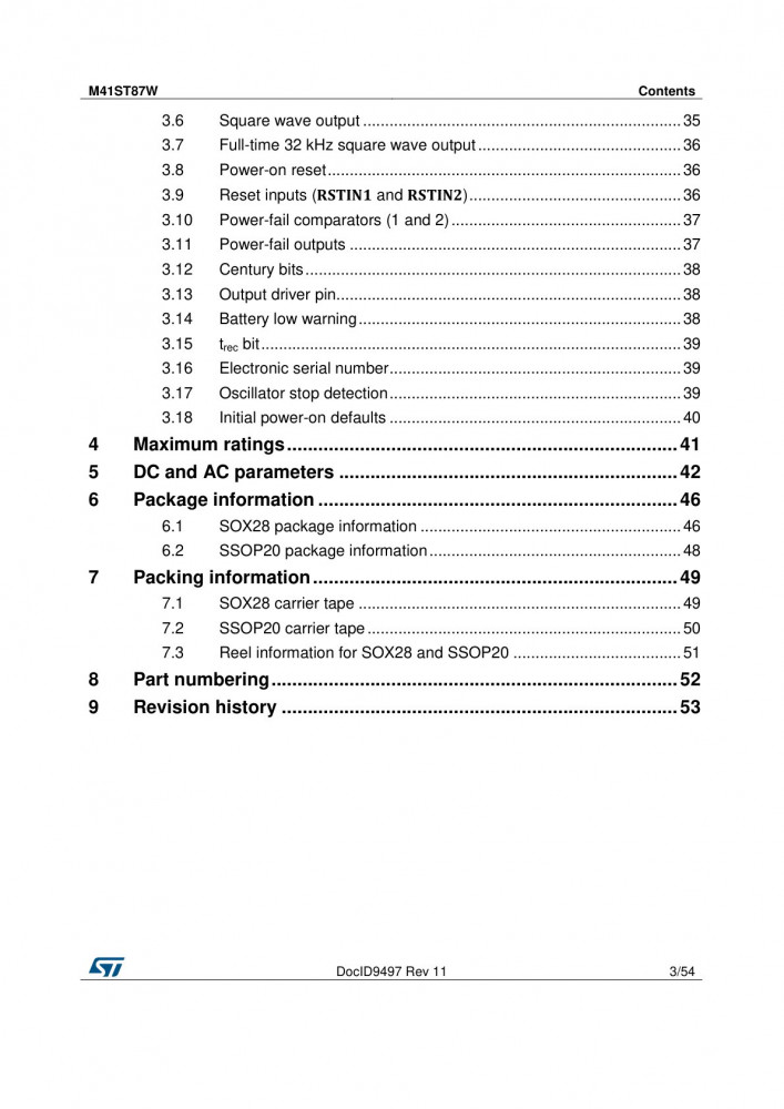 M41ST87WMX6TR datasheet page 3