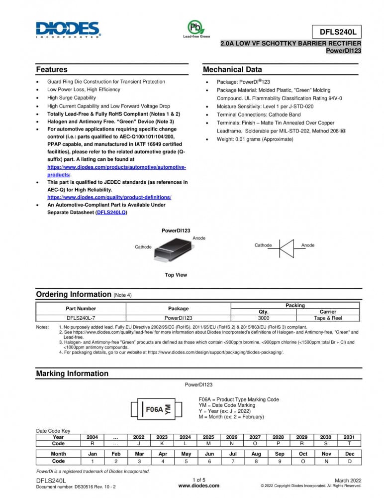 DFLS240L-7 datasheet page 1