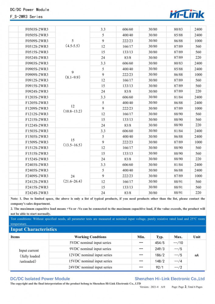 F0509S-2WR3L datasheet page 2