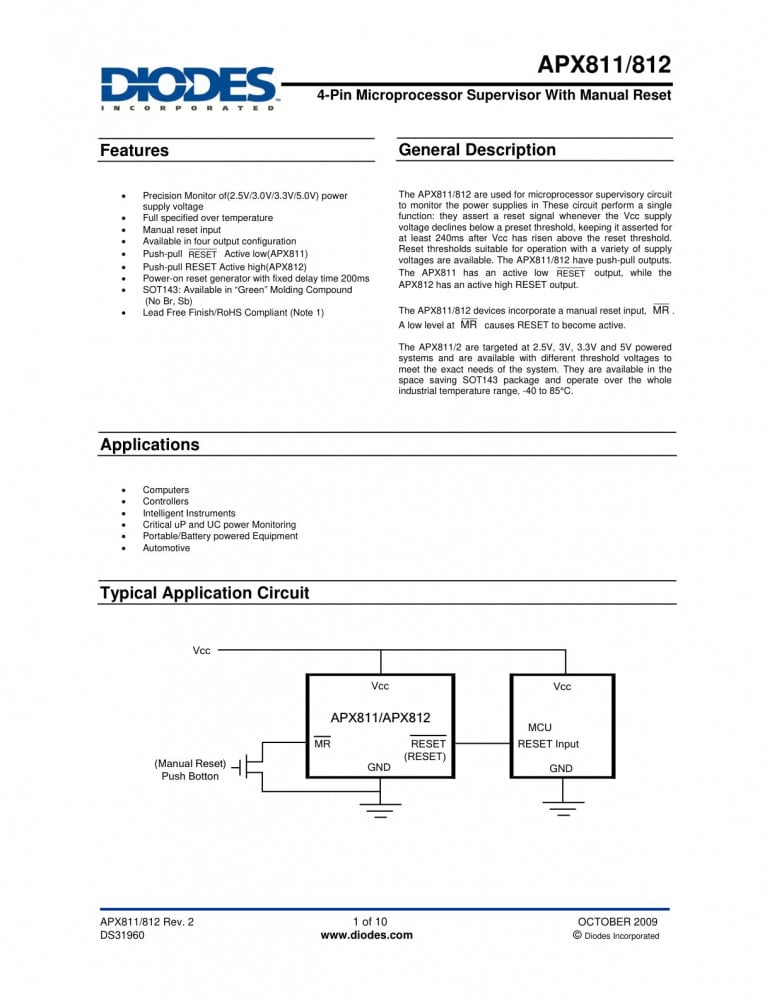 APX811 datasheet page 1