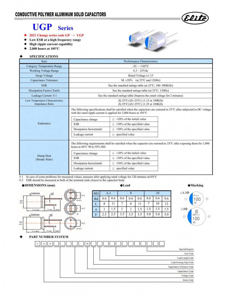 Chinsan UGP series datasheet page 1