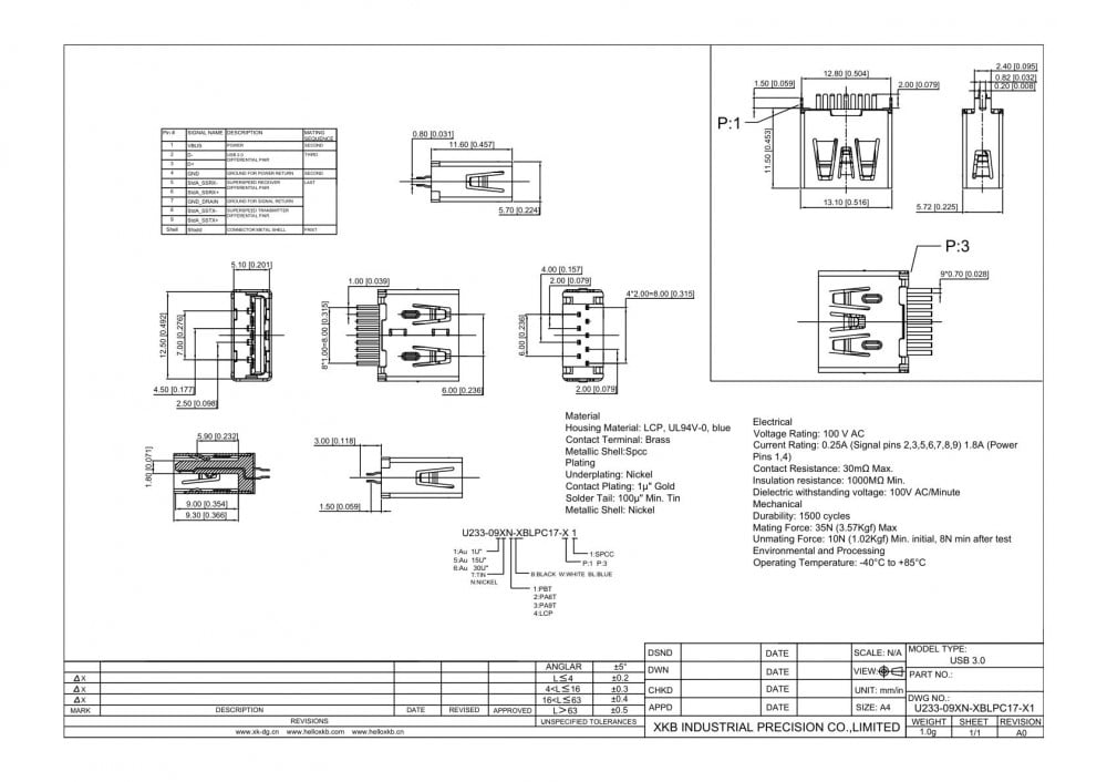 U233-091N-4BLPC17-11 technical drawing page 1