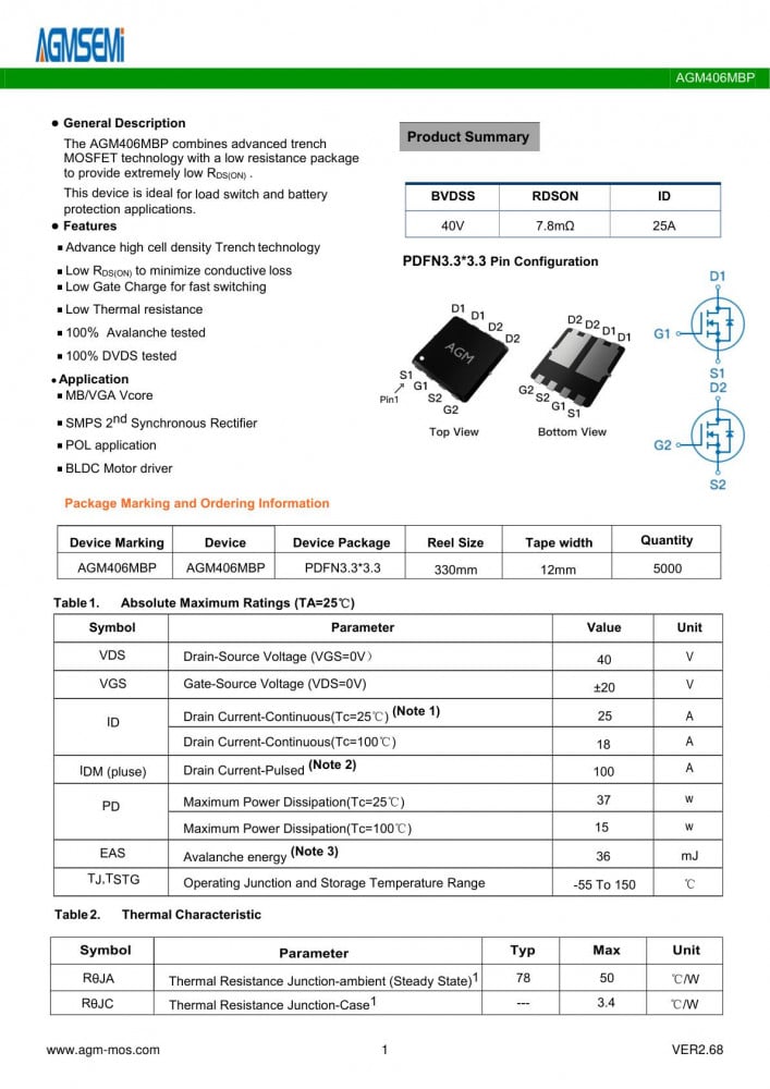 AGM406MBP datasheet page 1
