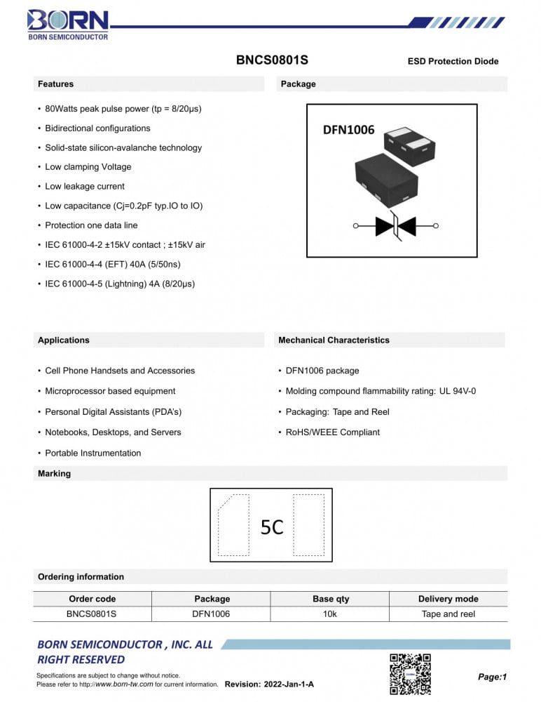 BNCS0801S datasheet page 1