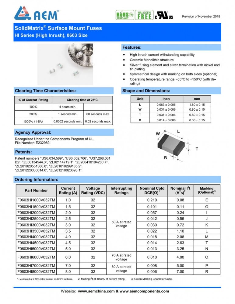 AEM SolidMatrix HI Series datasheet page 1