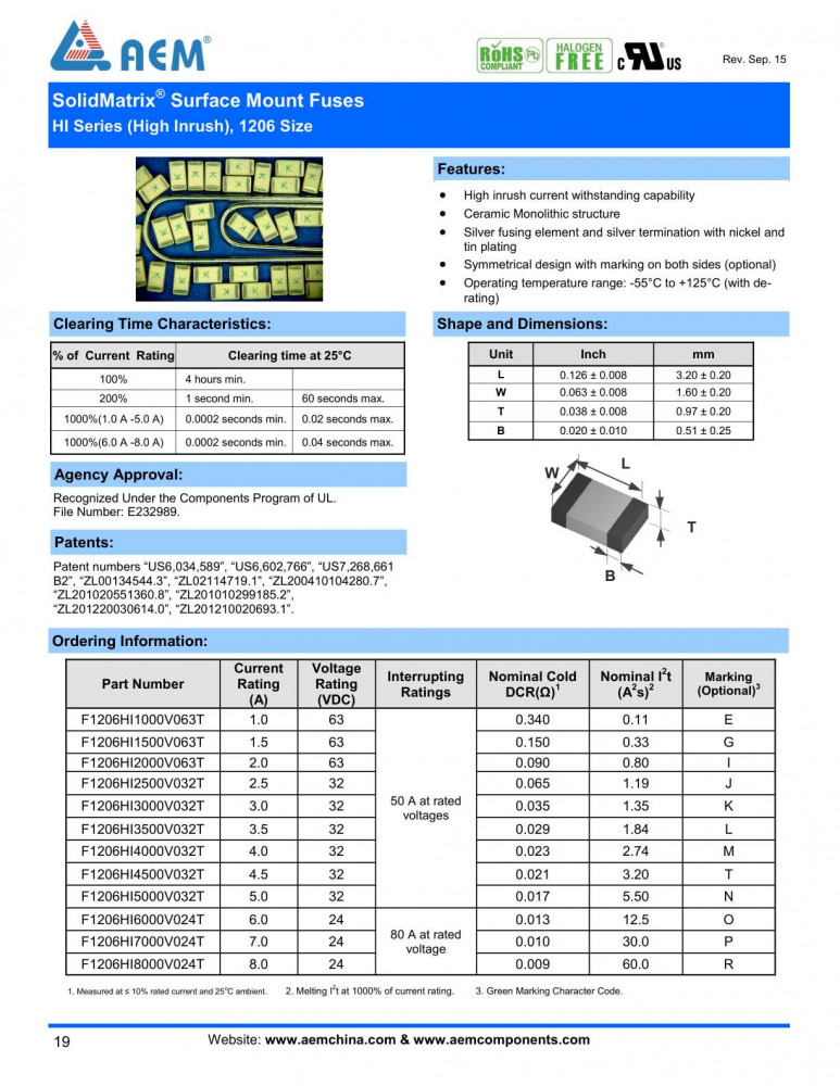 AEM F1206HI3000V032TM datasheet page 1