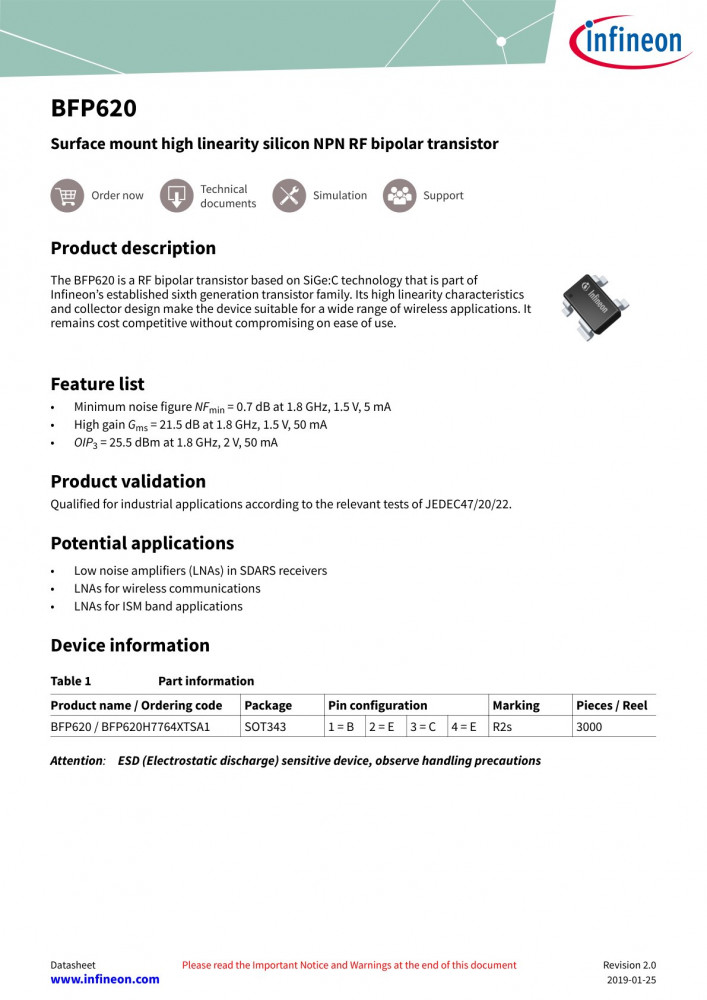 BFP620 datasheet page 1
