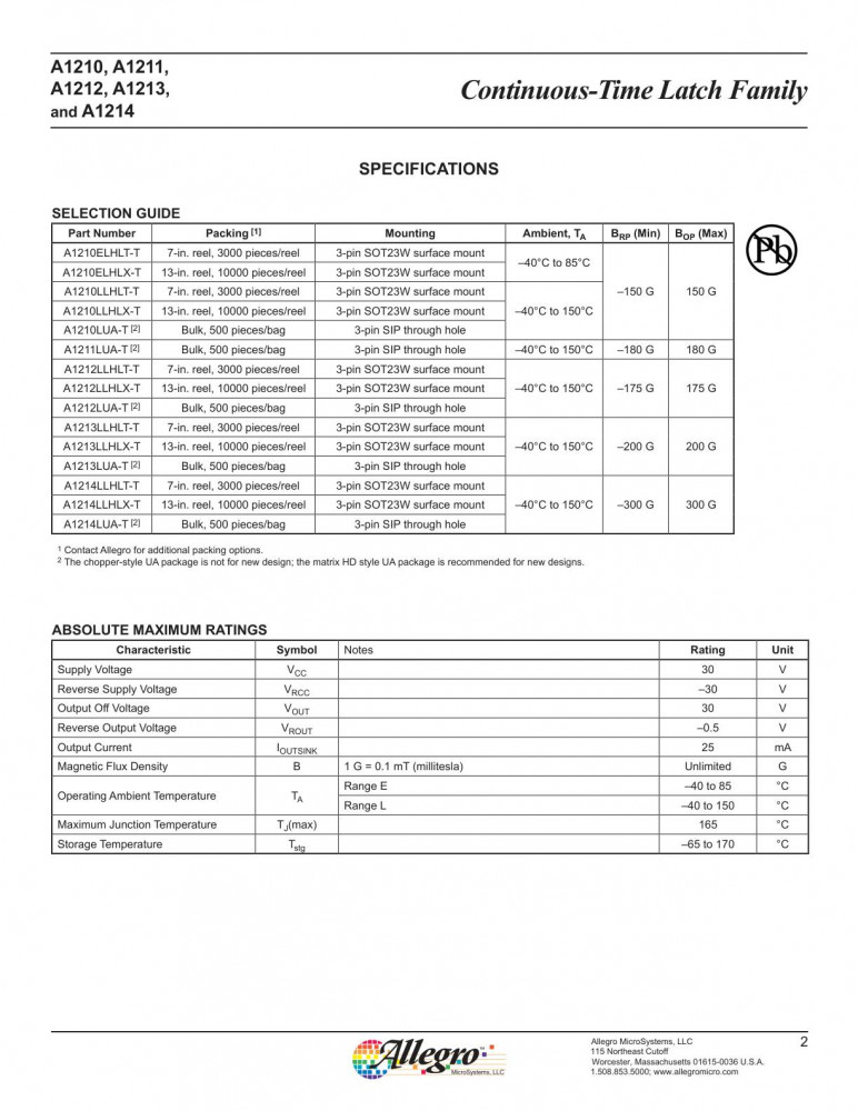 A1212LUA-T datasheet page 2