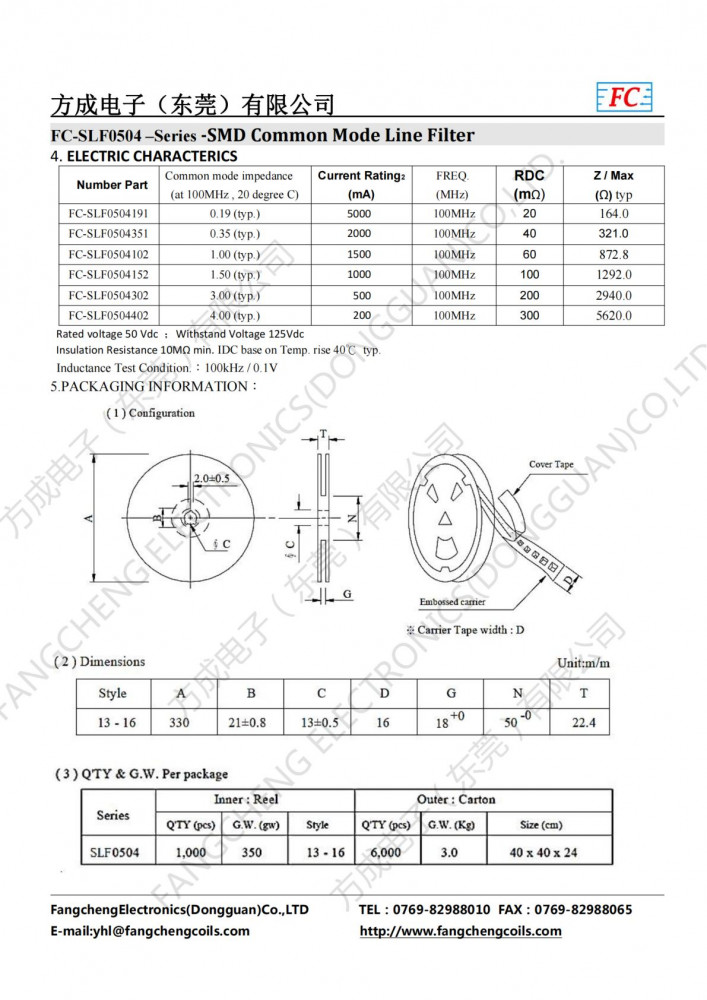 FANGCHENG FC-SLF0504 series datasheet page 2