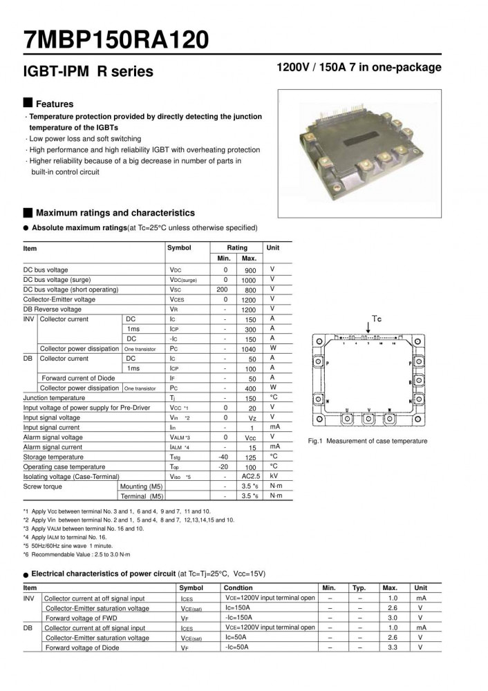 7MBP150RA120-05 technical document page 1