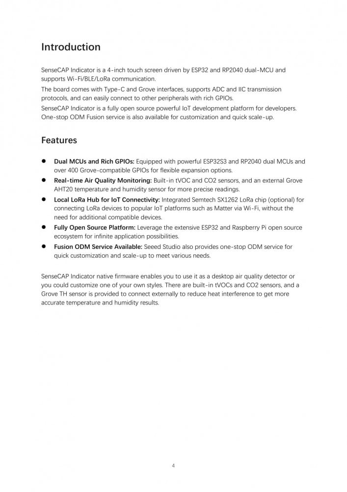 SenseCAP Indicator manual page 5