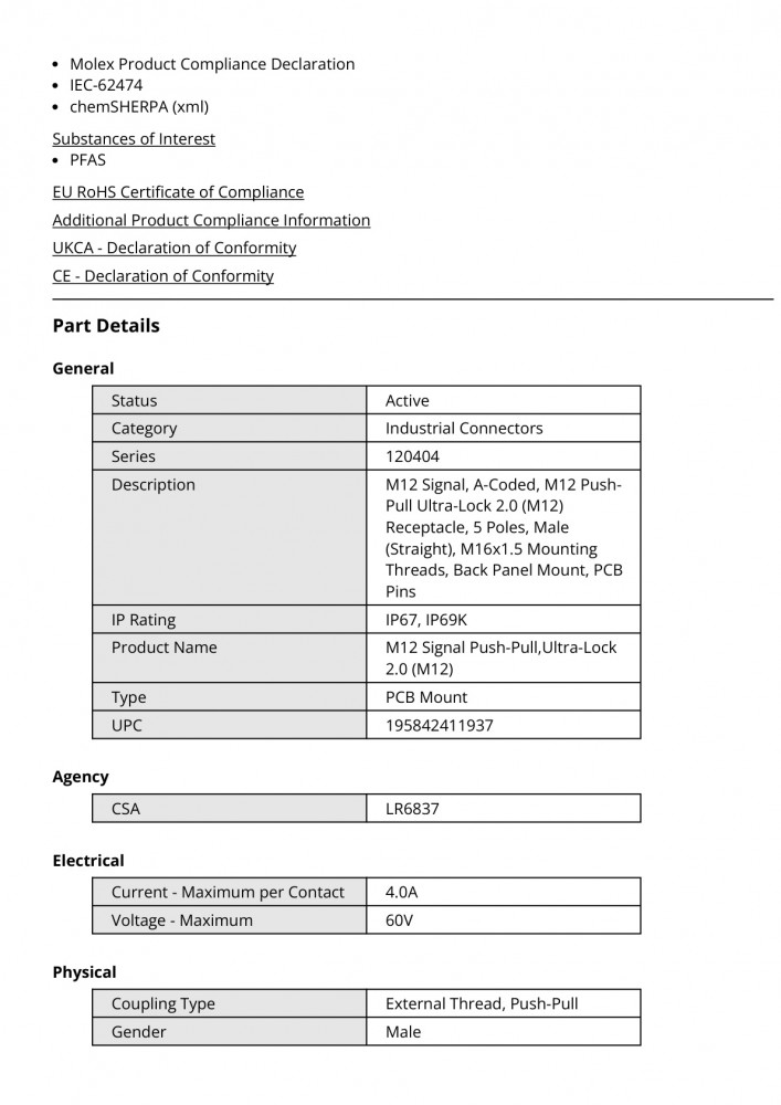 Molex product specification page 2