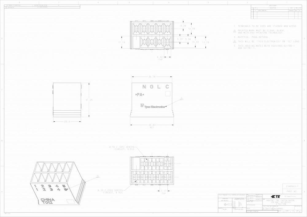 TE Connectivity 2348943-1 controlled drawing preview