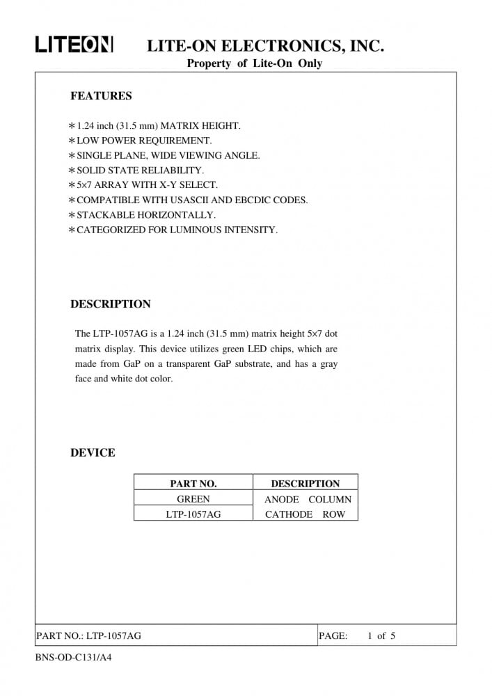LTP-1057AG datasheet page 2