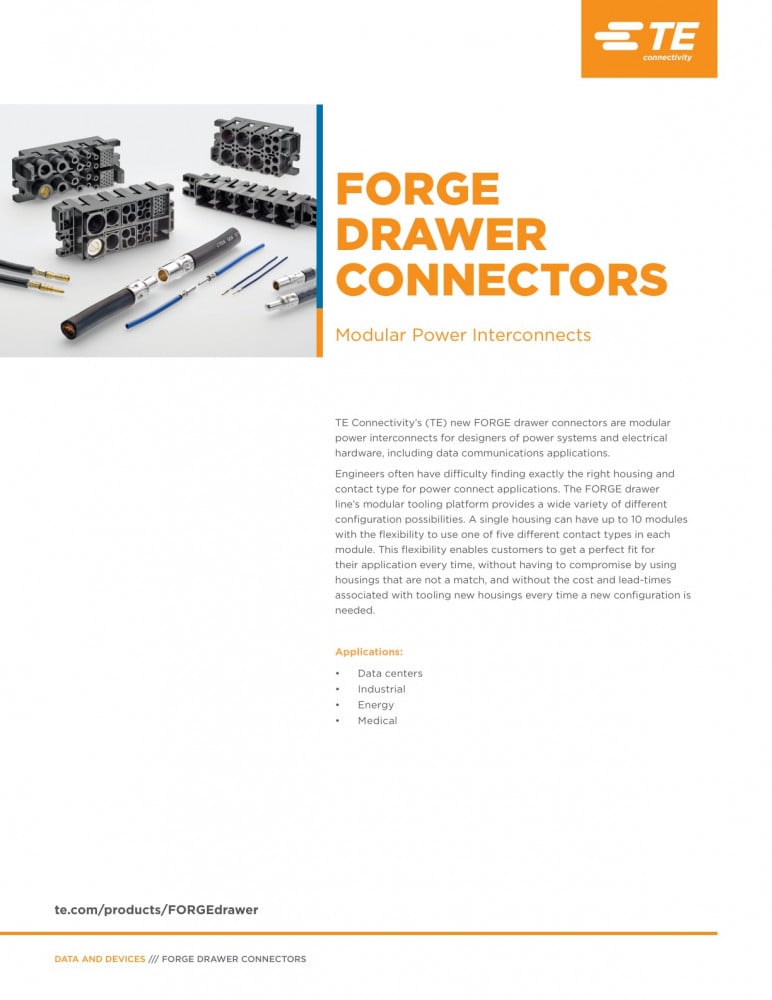 TE FORGE drawer connector document page 1