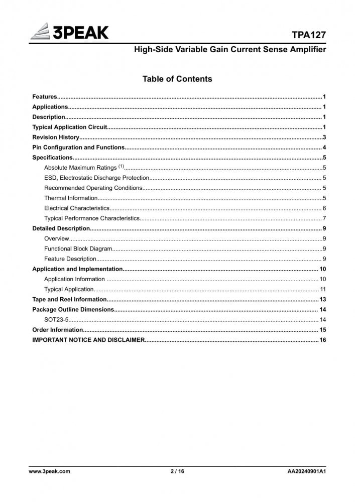 TPA127 datasheet page 2