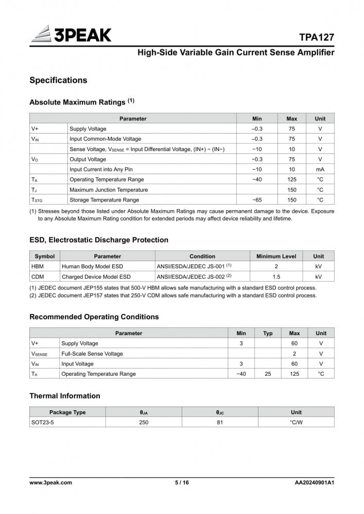 TPA127 datasheet page 5